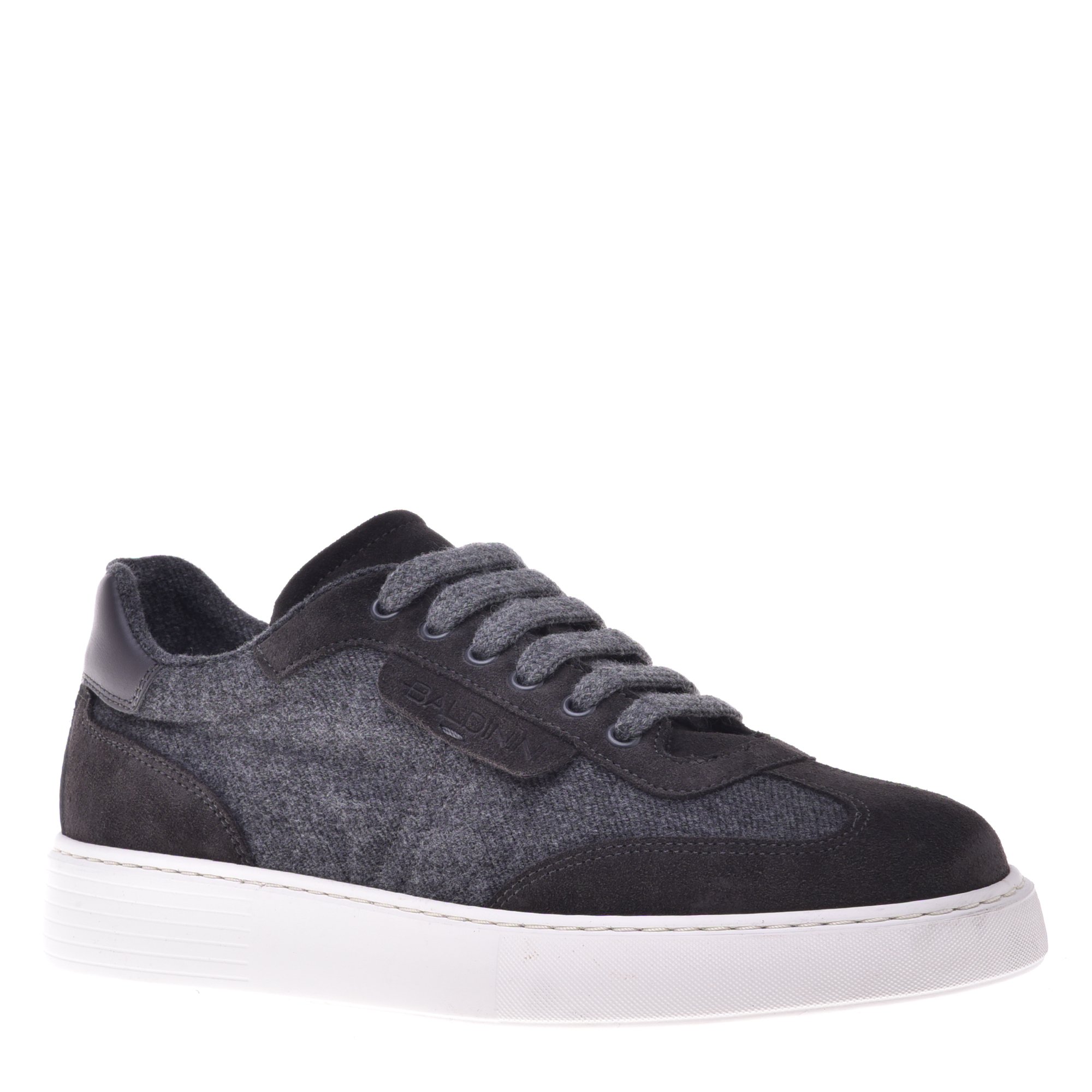 Trainers in dark grey suede and fabric