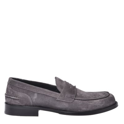 Grey suede leather loafers