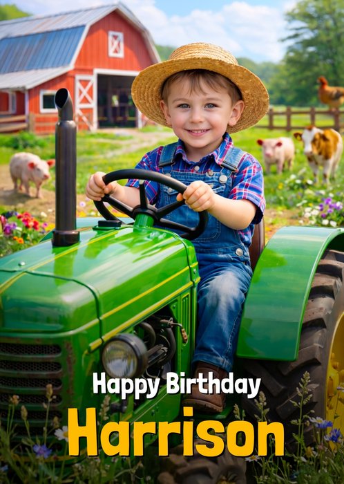 Farm Tractor Driver Photo Upload Birthday Card | Moonpig Australia