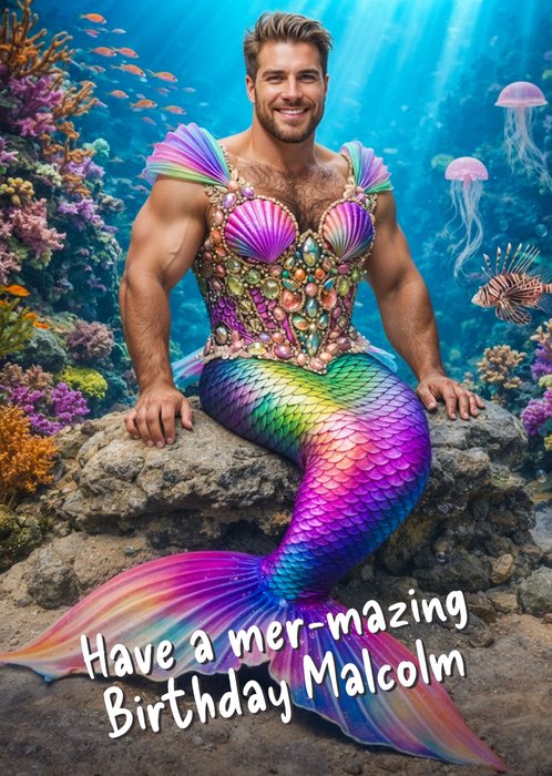 Have A Mer-Mazing Birthday Merman Photo Upload Card | Moonpig USA