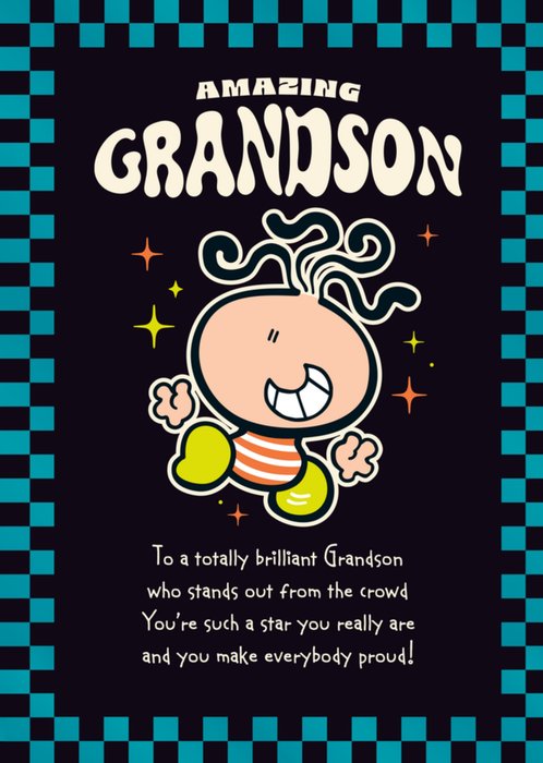 Bubblegum Amazing Grandson Cartoon Character & Stars Birthday Card ...