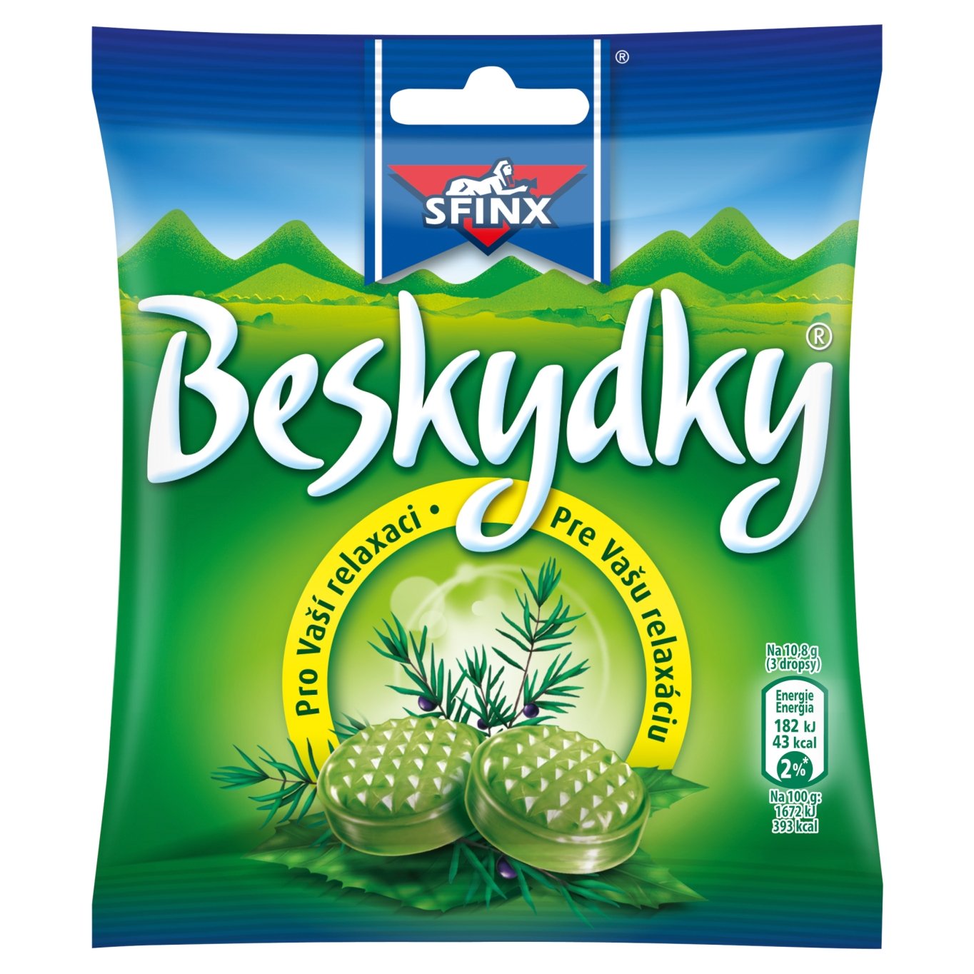 SFINX Beskydky bonbóny s příchutí mentolu 90g | BILLA e-shop