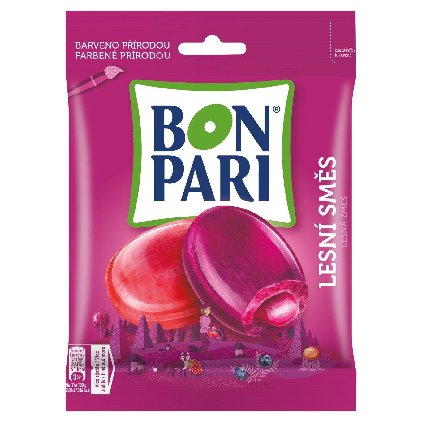 BON PARI LESNÍ SMĚS bonbóny s ovocnými příchutěmi 90g | BILLA e-shop