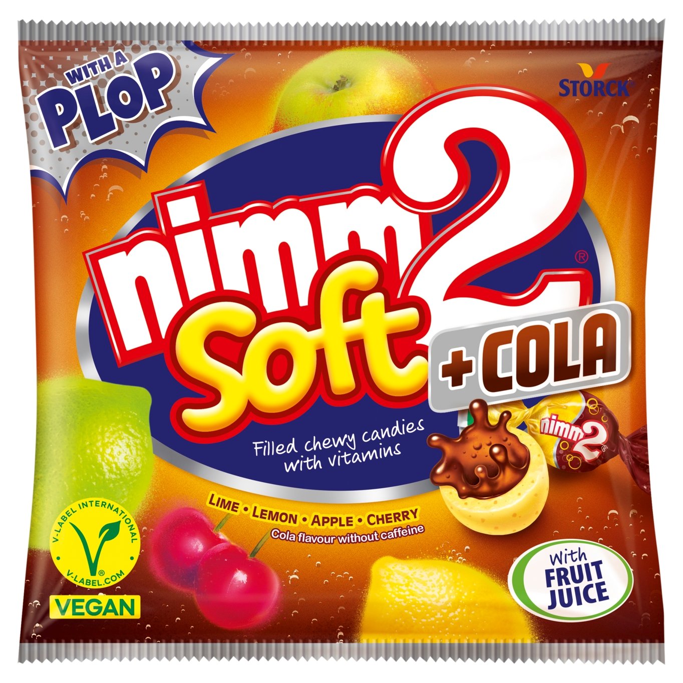 nimm2 Soft + Cola plněné žvýkací ovocné bonbony s vitaminy s příchutí ...