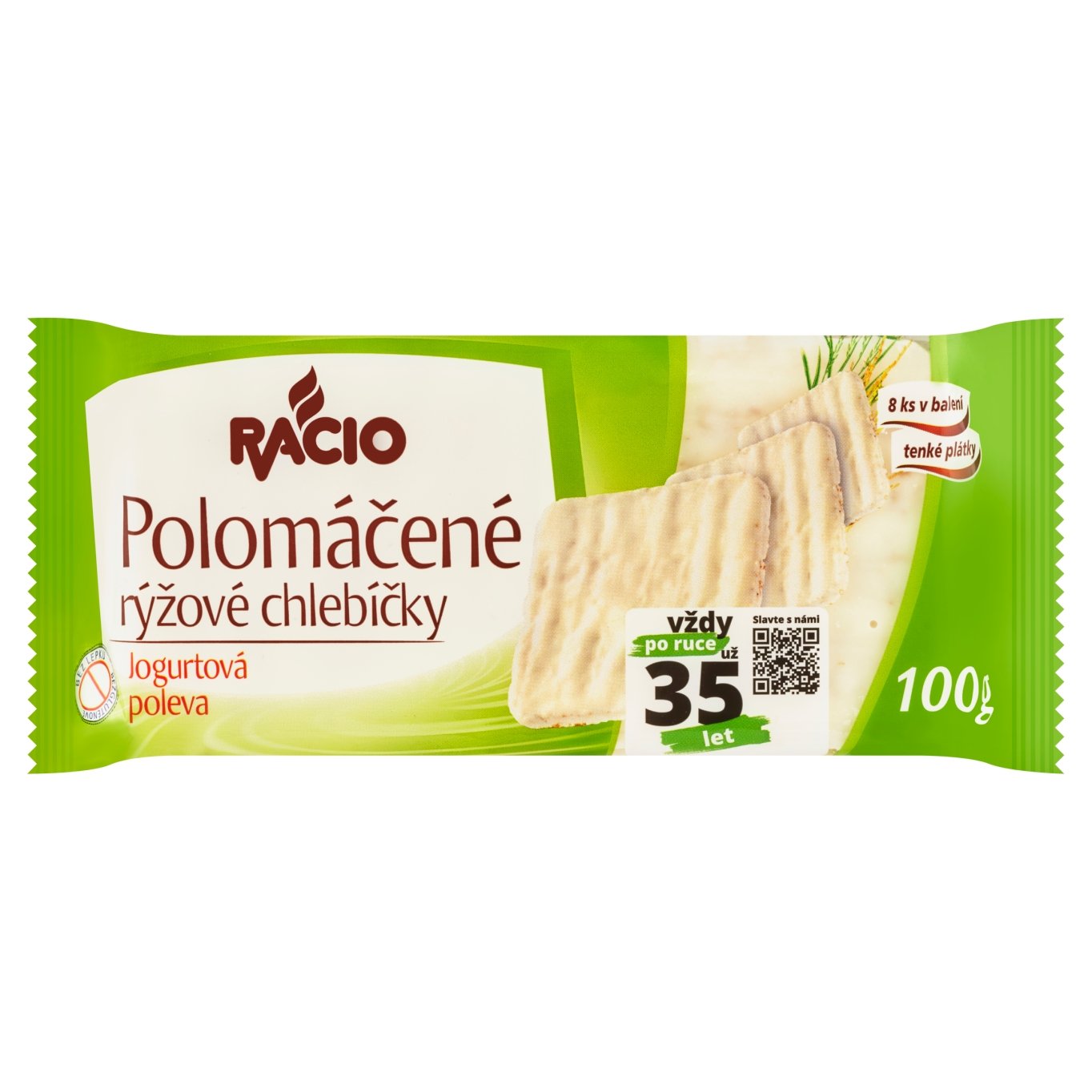 Racio Polomáčené rýžové chlebíčky jogurtová poleva 8 ks 100g | BILLA e-shop