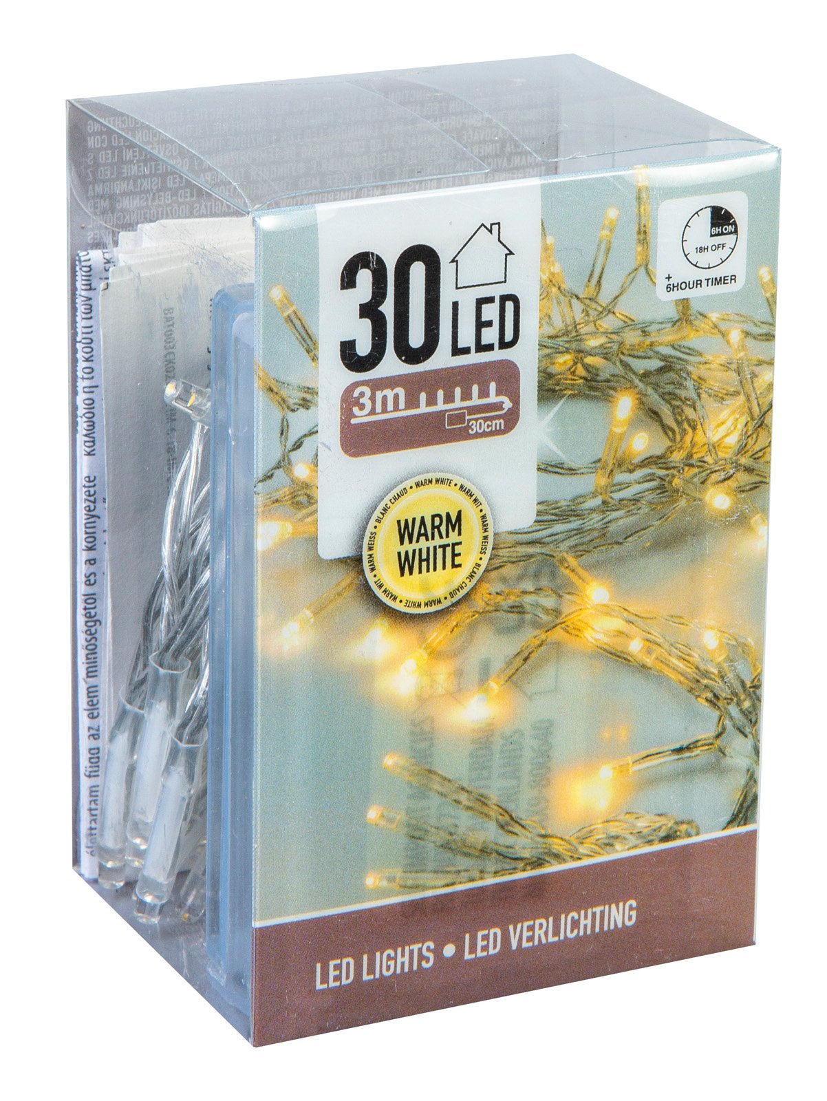 Řetěz světelný na baterky 30LED teplá bílá 1 ks | BILLA e-shop