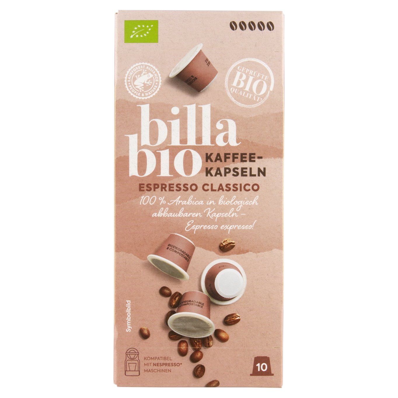 BILLA BIO Espresso Classico káva pražená mletá v kapslích 10 ks 50g ...