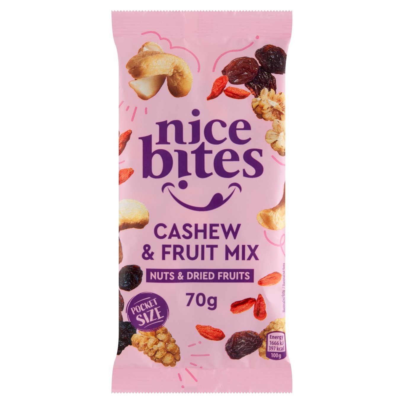 Nice Bites Kešu a ovoce 70g | BILLA e-shop