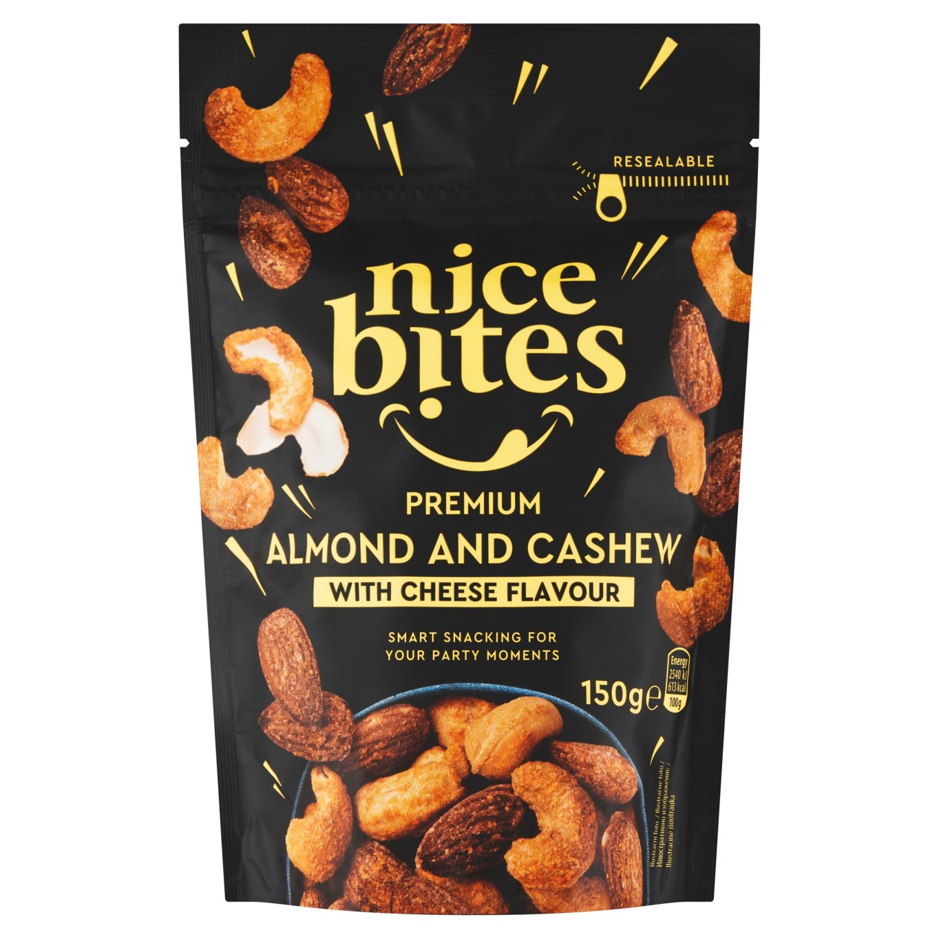 Nice Bites Pražená jádra mandlí a kešu ořechů se sýrovou příchutí 150g ...