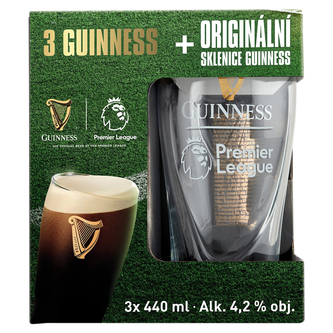 Guinness Draught Stout pivo 3 x 440ml + sklenice | BILLA e-shop