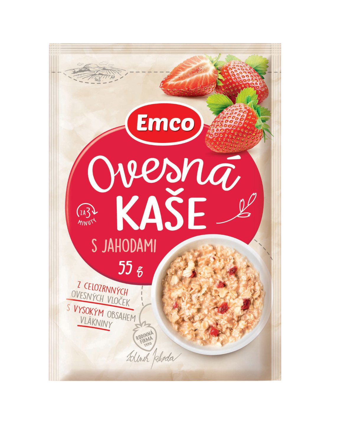 Emco Ovesná kaše s jahodami 55g | BILLA e-shop