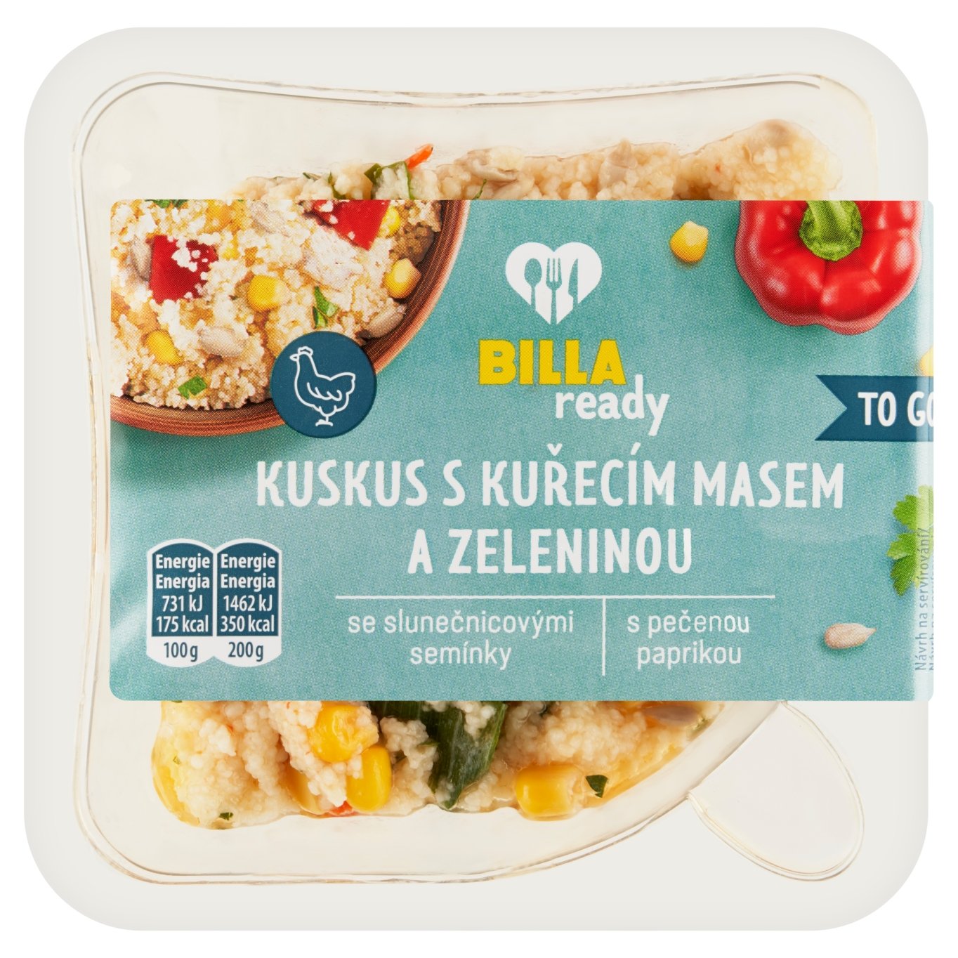 BILLA Ready Kuskus s kuřecím masem a zeleninou se slunečnicovými ...