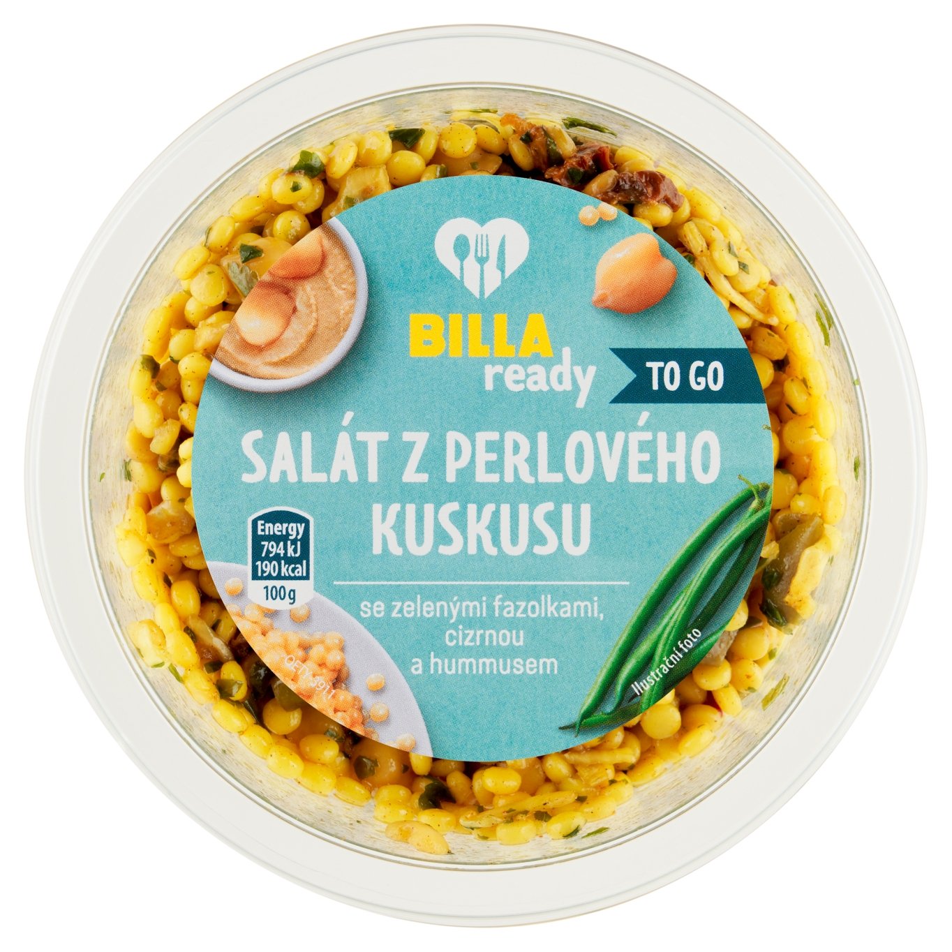 BILLA Ready Salát z perlového kuskusu se zelenými fazolkami, cizrnou a ...