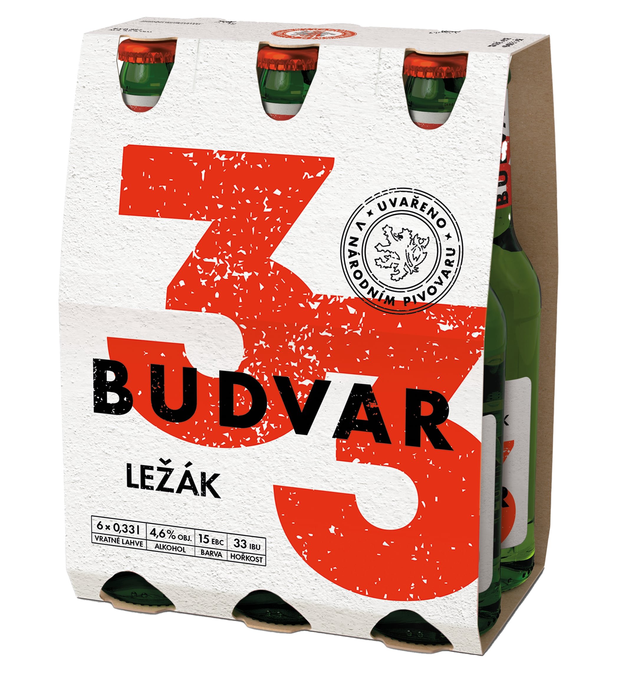 Budvar 33 pivo ležák 6 x 0,33l (1,98l) | BILLA e-shop
