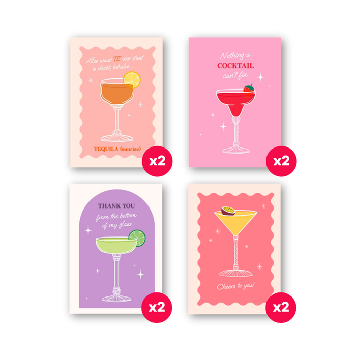 Cocktail | Kaartenset | 8 wenskaarten inclusief envelop | Greetz