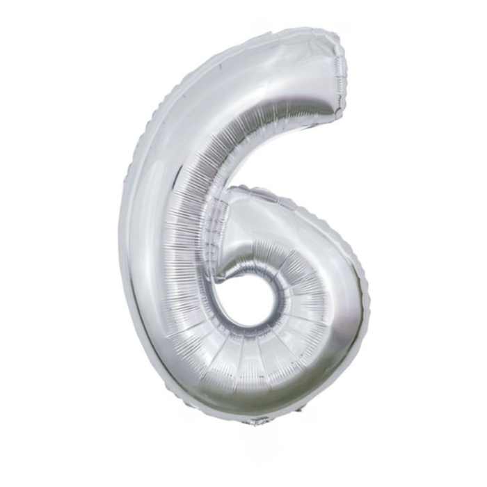 Ballon | XL | Cijfer 6 | Zilver | Greetz