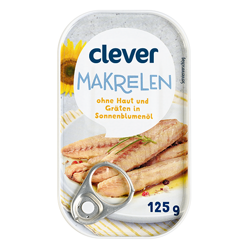 Makrelen ohne Haut und Gräten in Sonnenblumenöl, 125g | clever