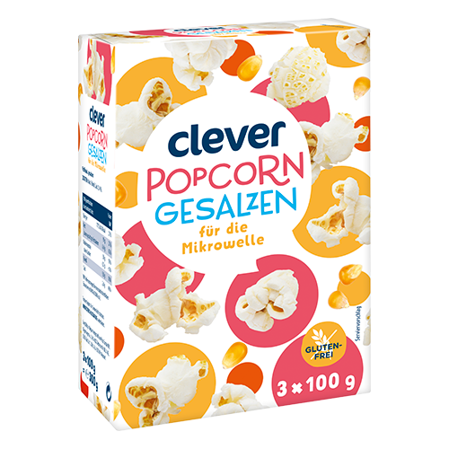 Clever Mikrowellen Popcorn gesalzen, 3 x 100g | clever