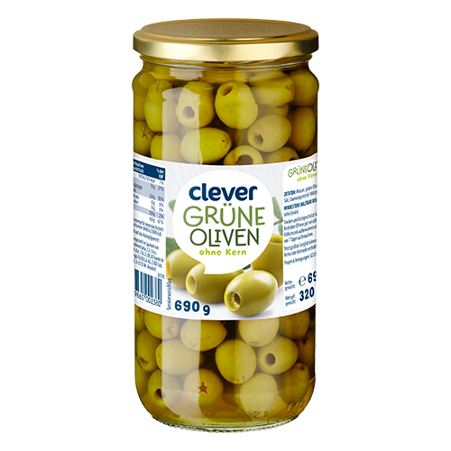 Grüne Oliven ohne Kern, 340g | clever