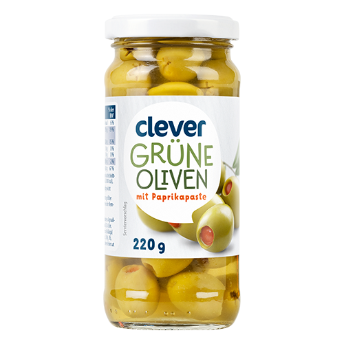 Grüne Oliven mit Paprikapaste, 220g | clever