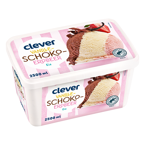Schoko-Vanille-Erdbeer Eis, 2.5l | clever