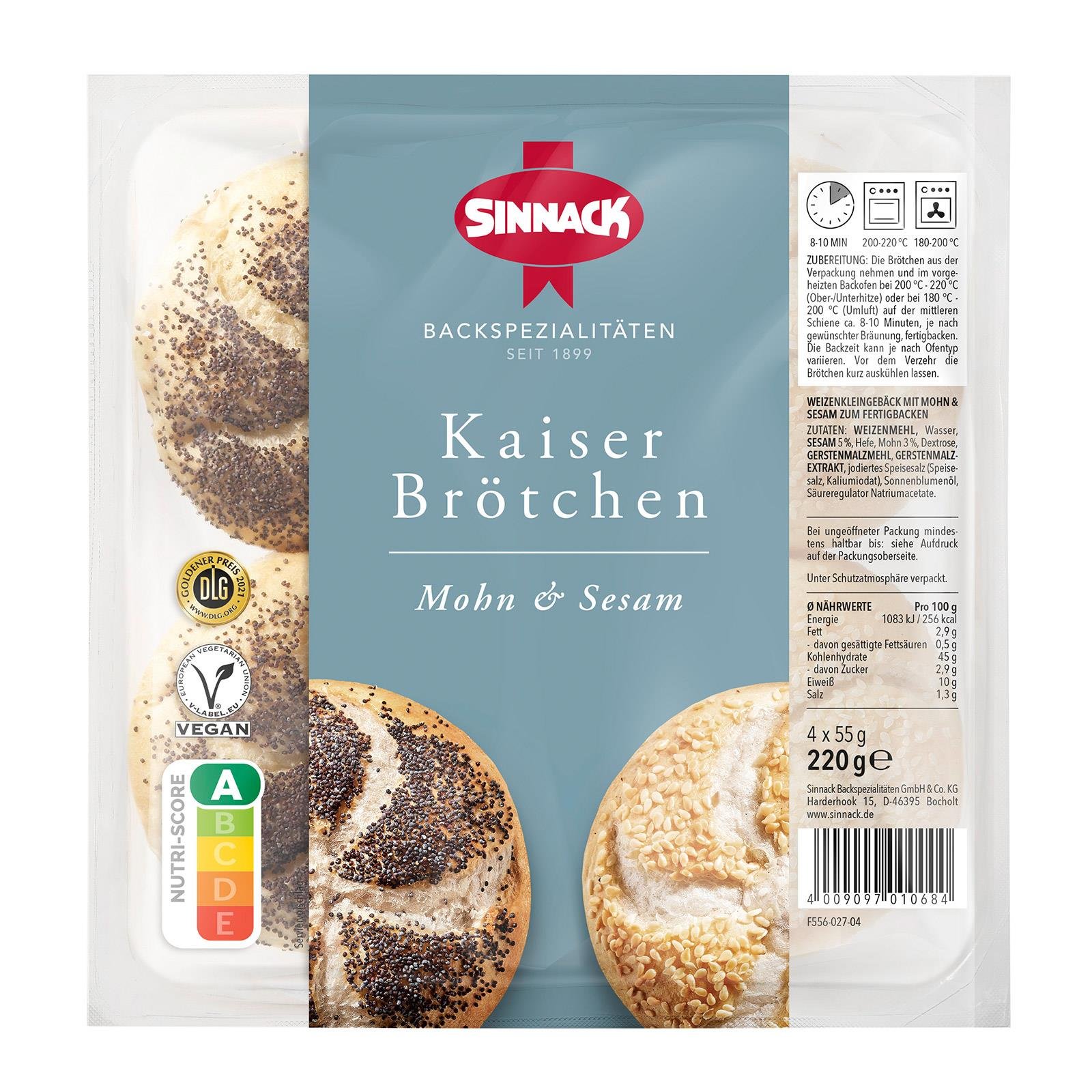Sinnack Kaiserbrötchen Mohn-Sesam-Mix | BILLA Online Shop