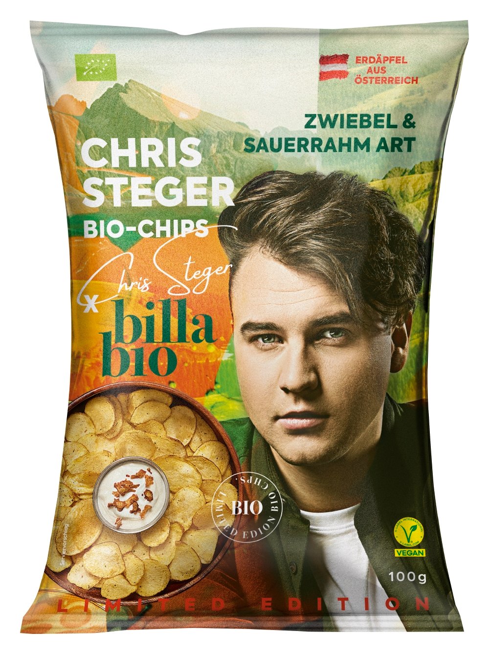 BILLA Bio x Chris Steger Chips Zwiebel & Sauerrahm Art | BILLA Online Shop