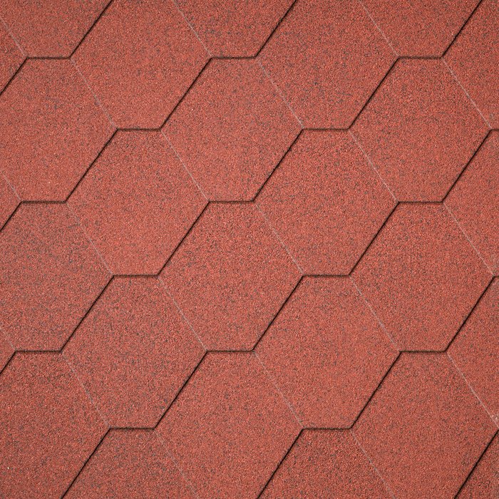 Red Hexagonal Felt Roofing Shingles For Garden Buildings