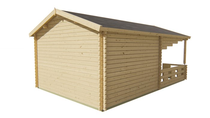 Blockhaus Sanstrov mit Veranda 380 x 320 + 270 x 270 cm