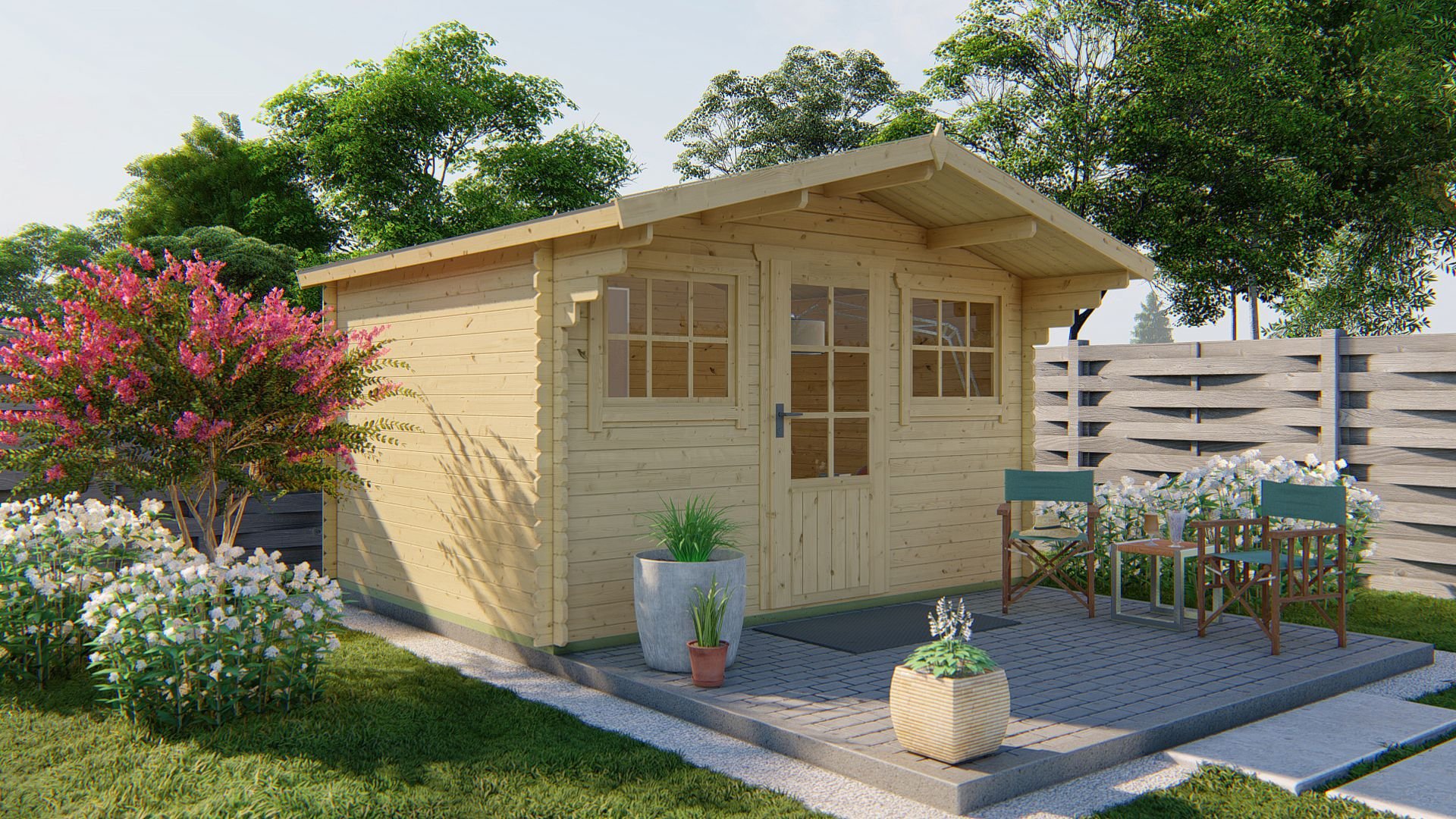 Cabane de jardin Mika avec avancée de toit - Imprégnée Vert - 380 x 362 ...