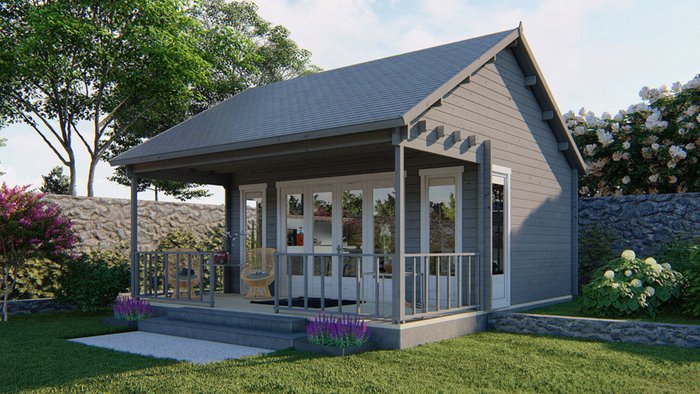 Blockhaus Olaug mit Veranda 550 x 400 + 198 cm