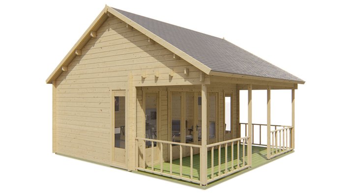 Blockhaus Olaug mit Veranda 550 x 400 + 198 cm