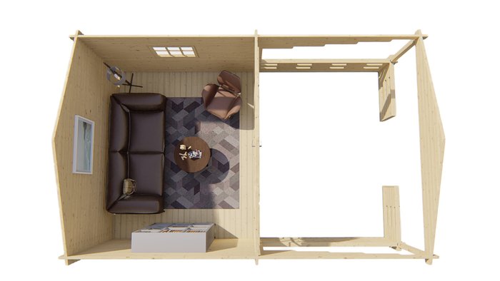 Blockhaus Sanstrov mit Veranda 380 x 320 + 270 x 270 cm