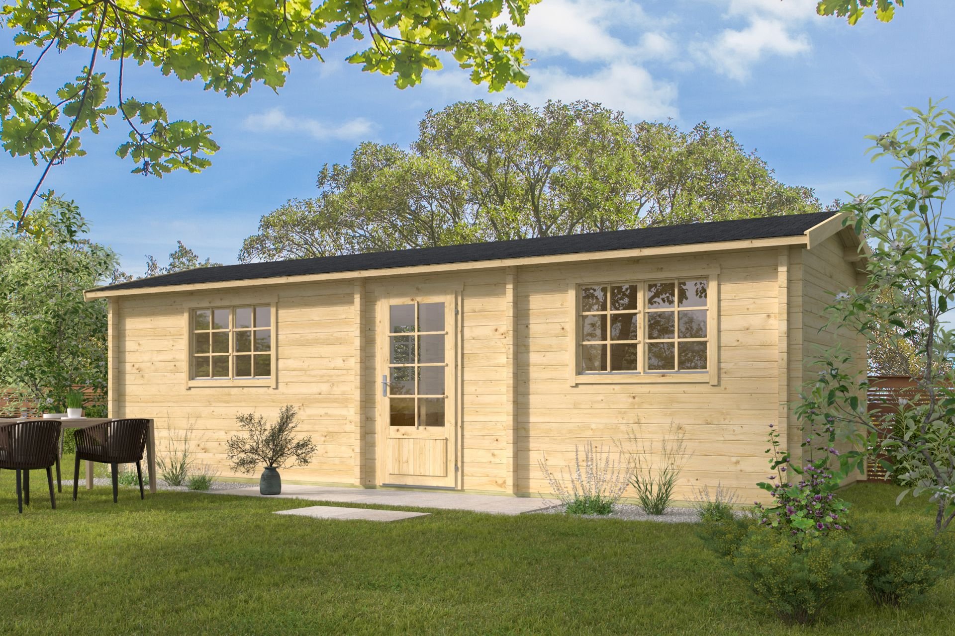 Ava Log Cabin 70mm 8.44 x 3.47m