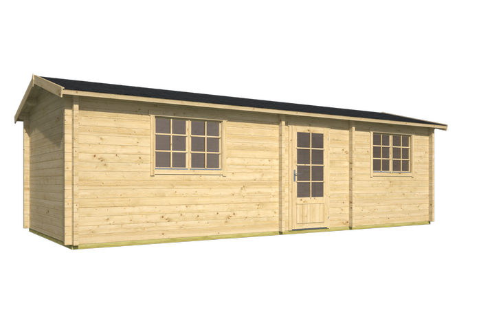 The 8.44 x 3.47m Ava log cabin made from sturdy 70mm wall logs which ...