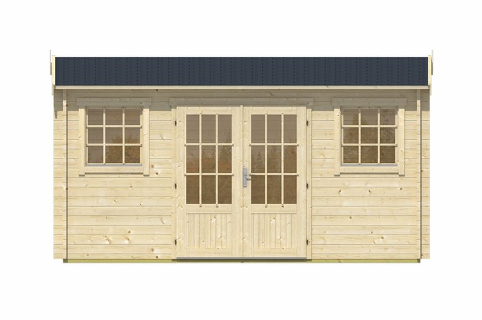 Blokhut Jenny honing geel geïmpregneerd 450 x 350 x 243 cm Wanddikte 40 mm