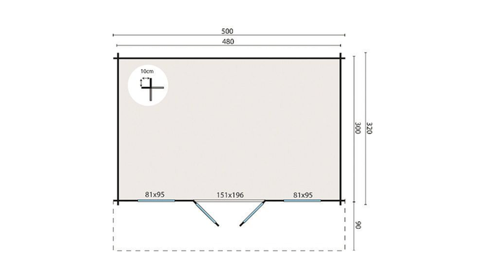 Rome Log Cabin 5x3.2m