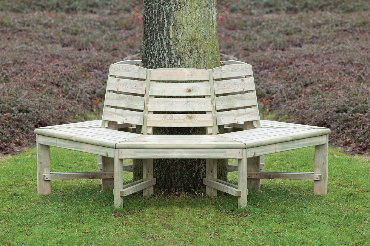 Baumbank aus Holz mit Ruckenlehne 87 x 185 cm