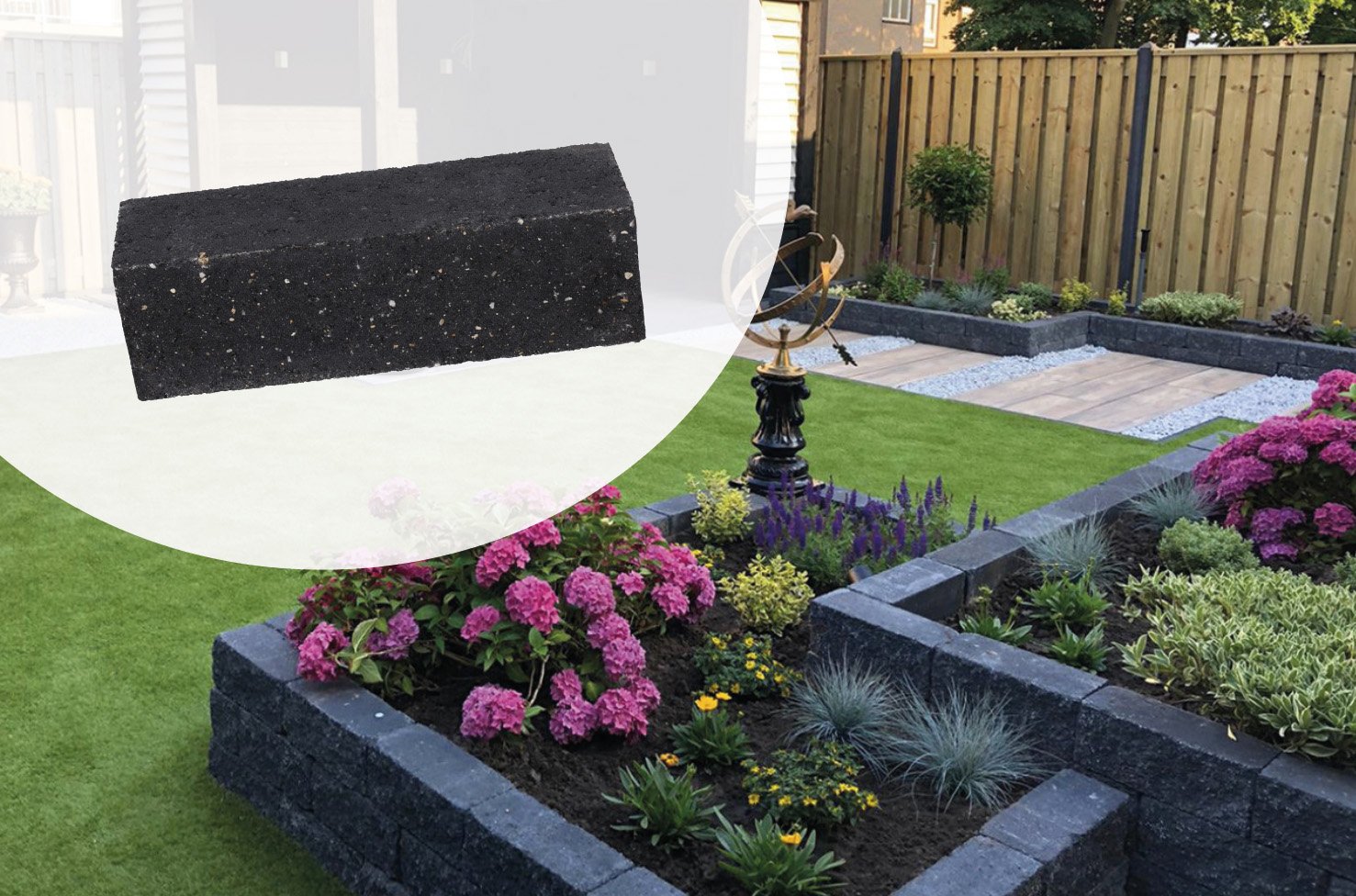 Catrock Zwart Border stenen Gekloofd 31 x 11.5 x 10 cm per 24 st