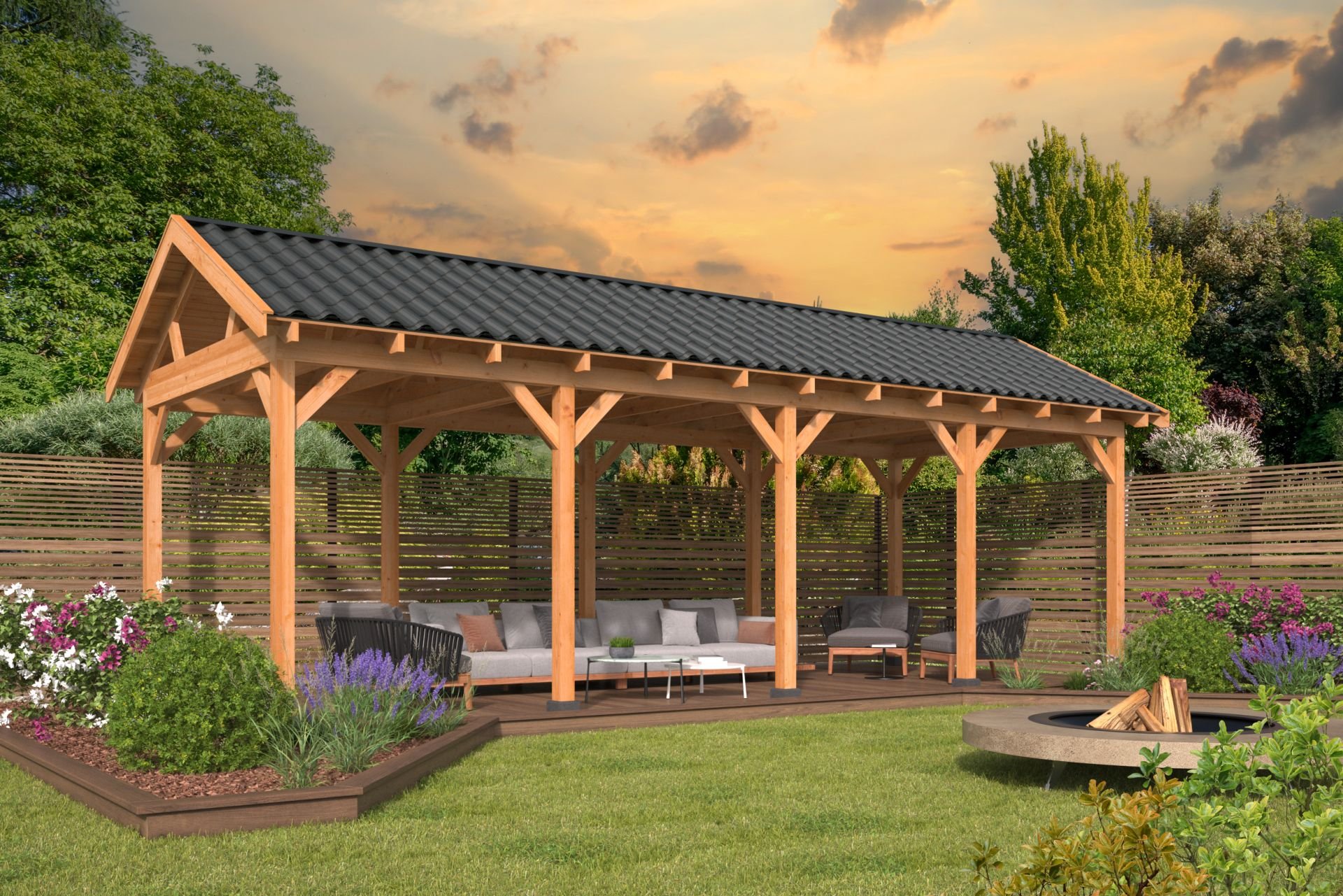 Abri de jardin toit en pente Hamar L type 9 Meleze Douglas Rabote 903 x ...