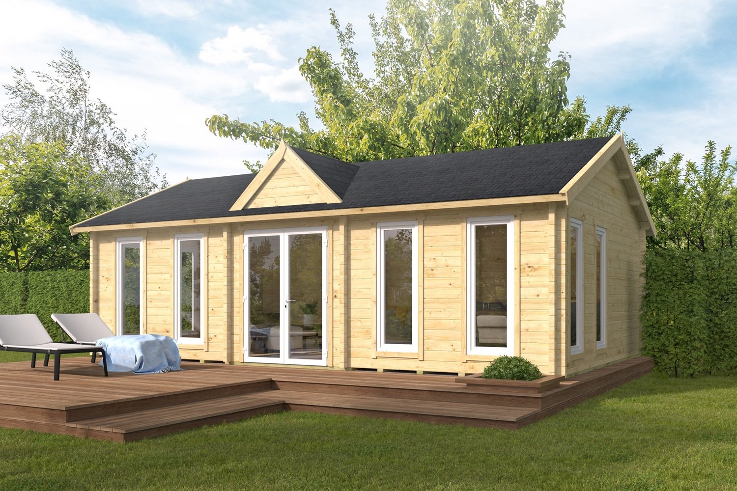 UPVC Dunmore Clock house Log Cabin 8.20m x 5.20m | 70mm Logs