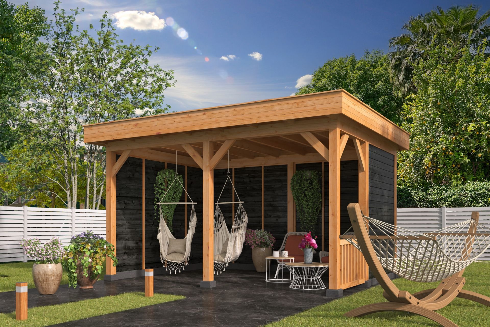 Fairbank Semi-Enclosed Gazebo 4.73 x 3.76m | Stylish Patio Shelter ...