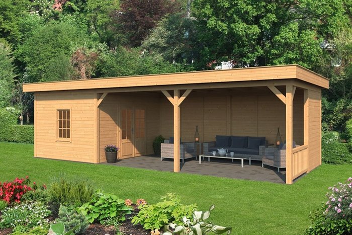 Overkapping plat dak Oslo XL Type 8 Lariks Douglas Geschaafd 990 x 430 ...