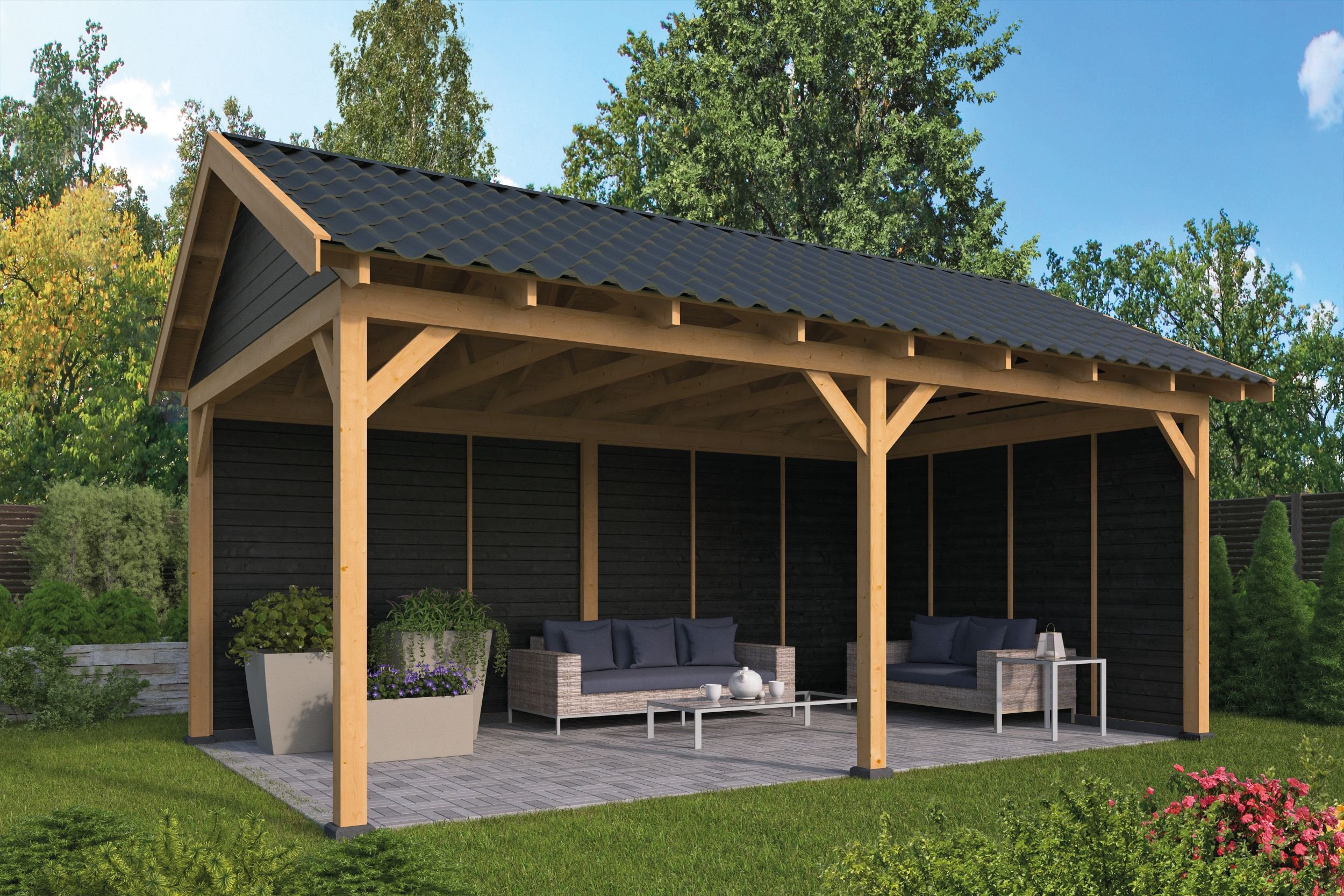 Overkapping Zadeldak Hamar L type 2 Douglas Geschaafd 478 x 395 x 348 ...