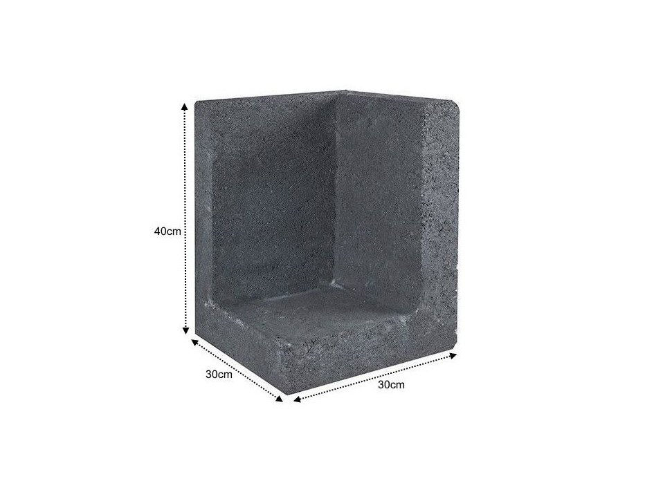 L Element Hoek Beton 30x30x40cm Zwart Gardenlux