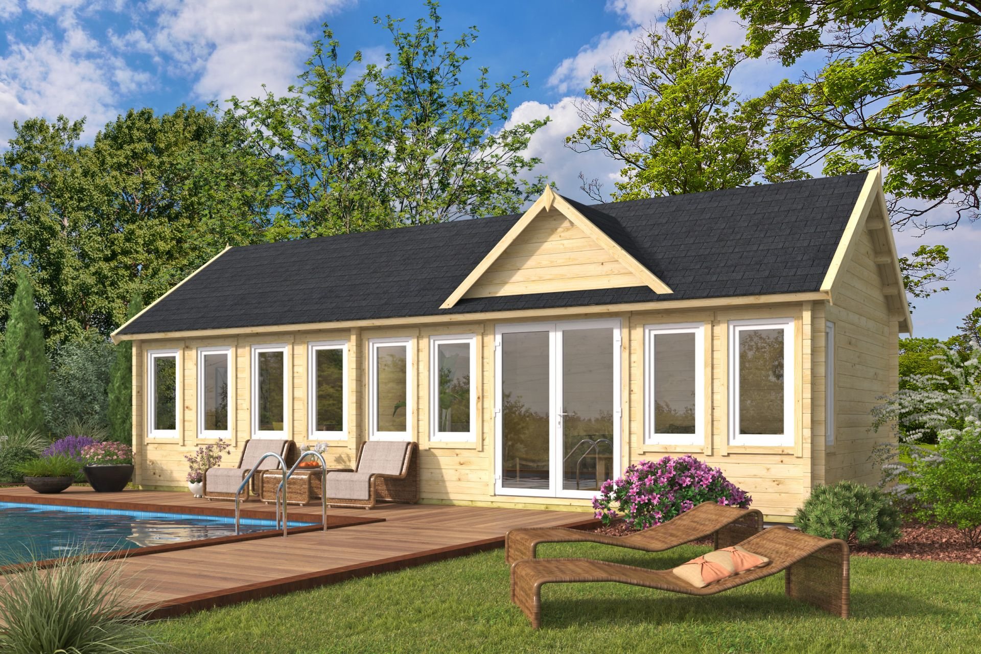 Lauren Clockhouse UPVC Log Cabin | Tuin Garden Rooms