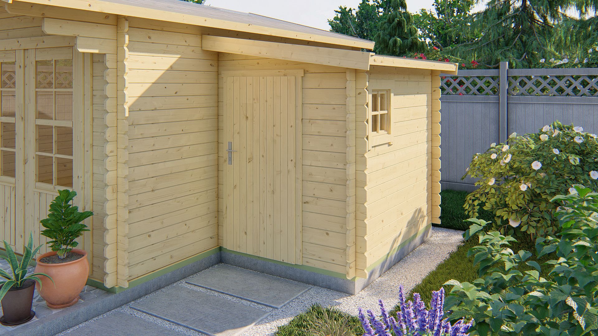 Log Cabin Outdoor Toilet Kit Annexe 28mm - 1.6 x 2.2 m | Tuin UK