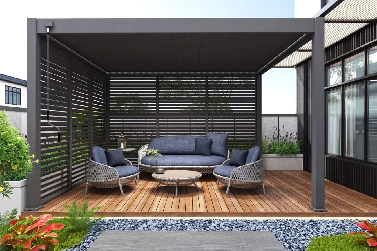 Aluminium overkapping Toronto 360 cm diep 255 cm hoog Vrijstaand