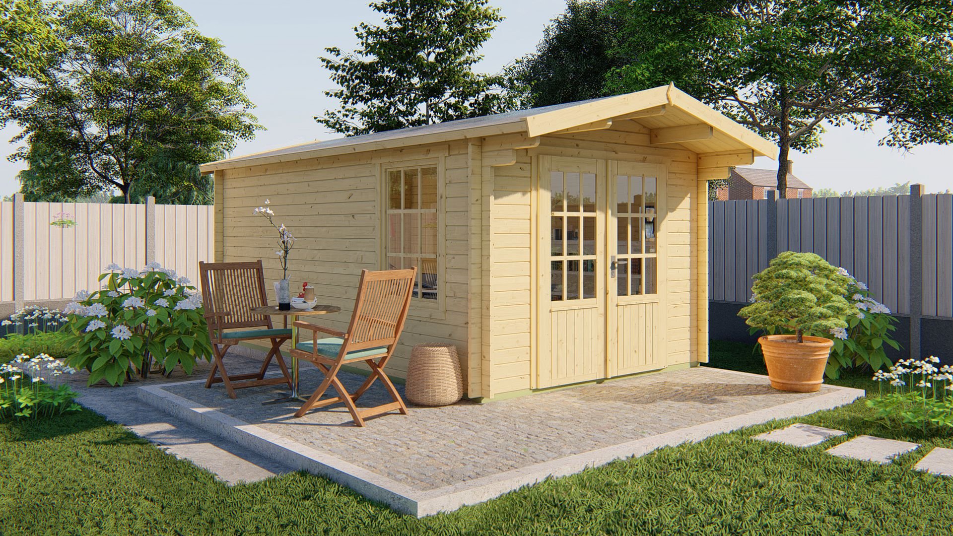 Cabane de jardin Julia avec avancee de toit - 300 x 568 x 236 cm - 40 ...