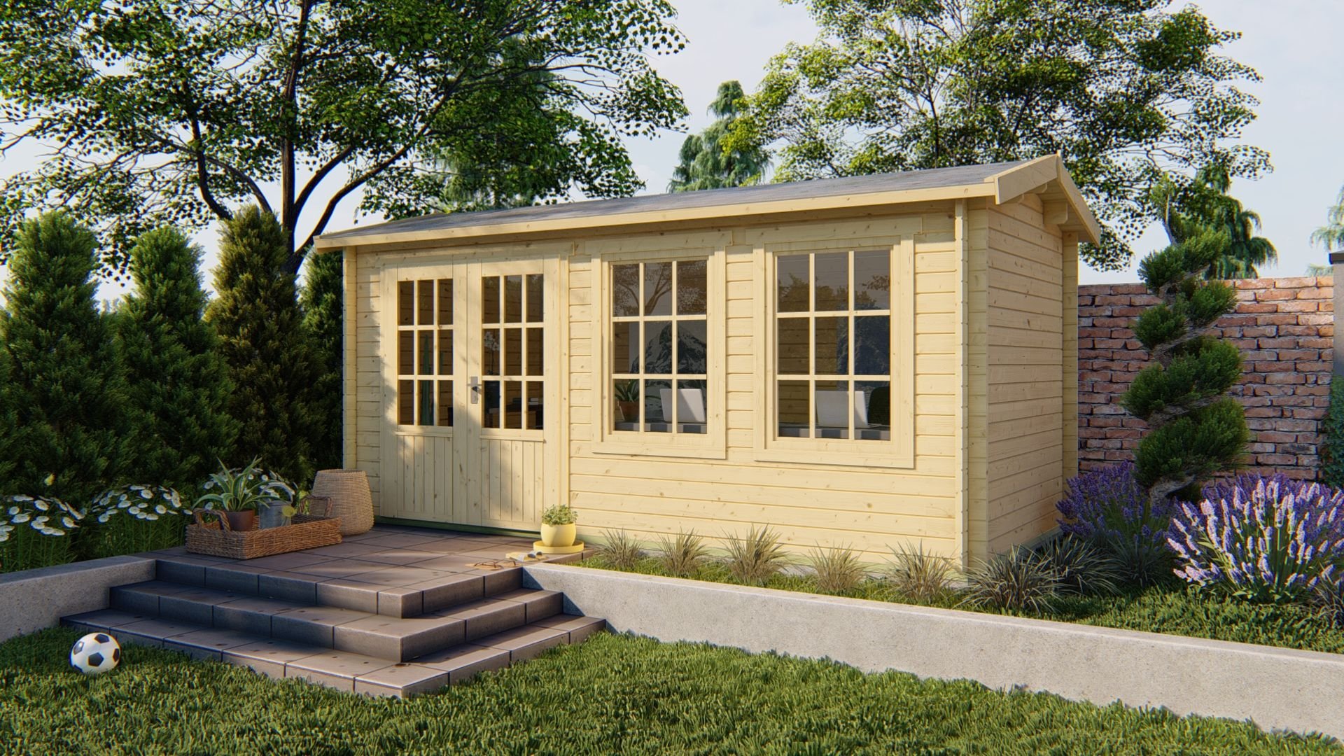 Cabane de jardin Justine - 500 x 250 x 243 cm - 40 mm d'epaisseur de ...